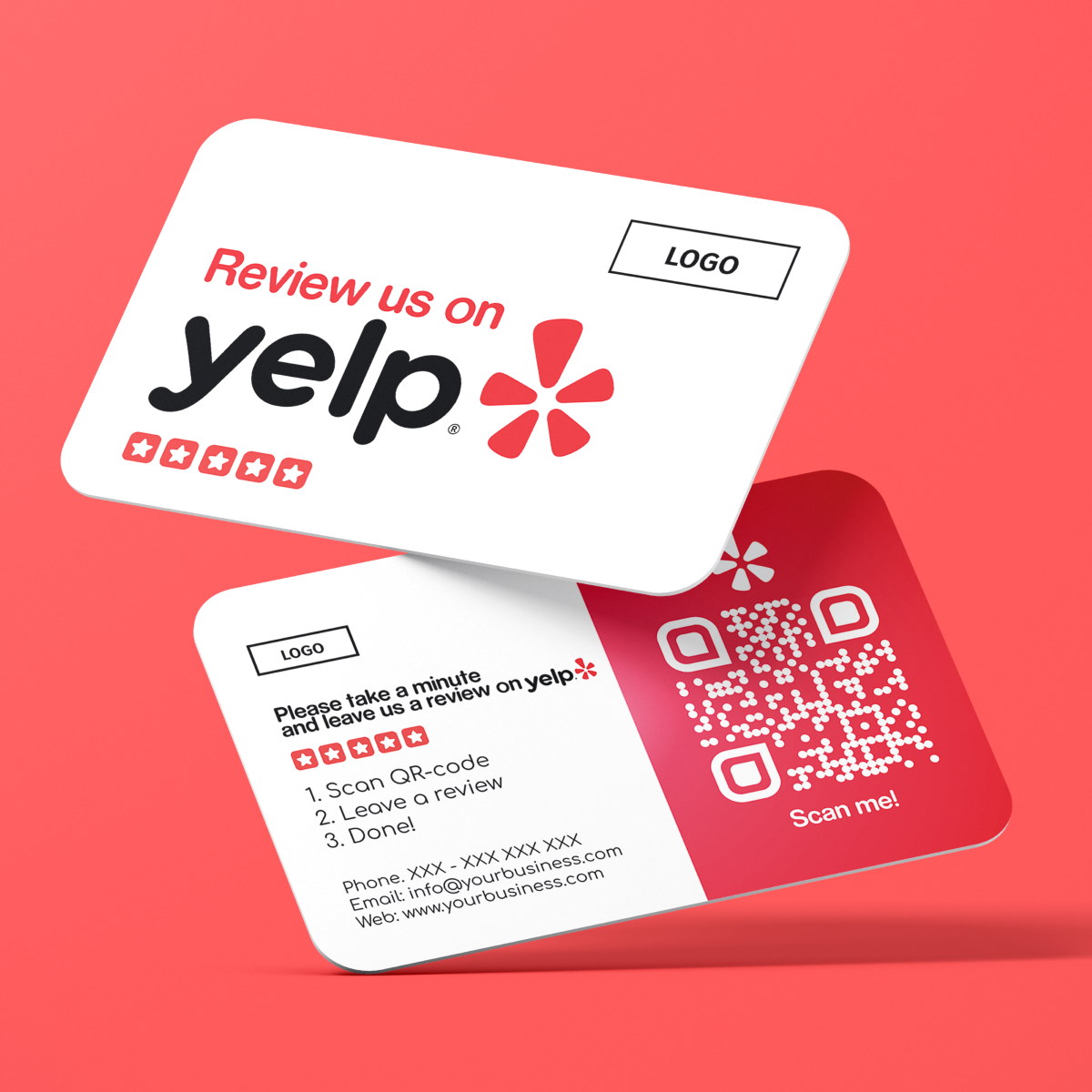 Yelp! Review Business Card Clean with Yelp review QR Code - empfehlio