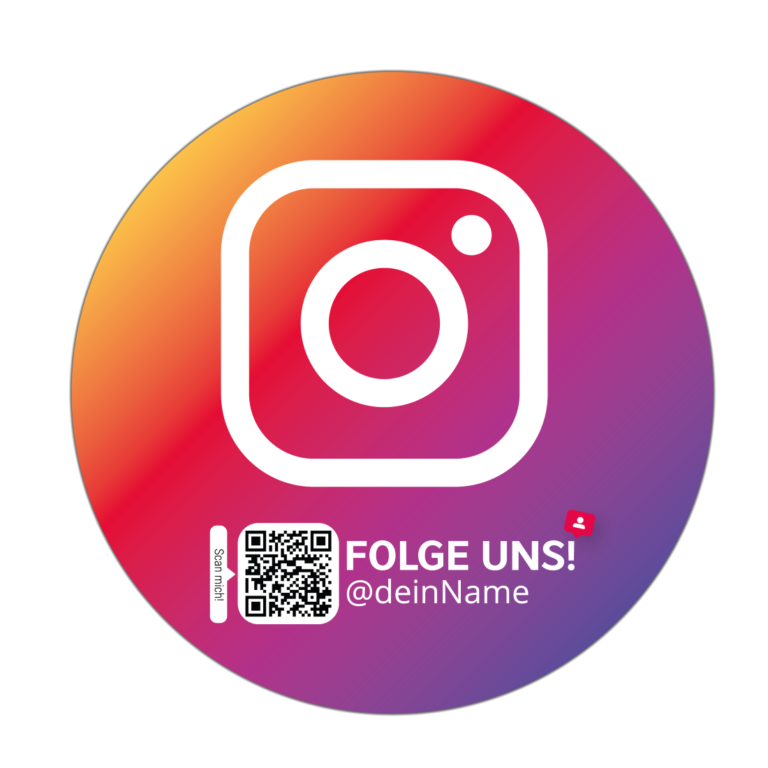 Aufkleber Sticker "Folge uns auf Instagram" Rund Color - empfehlio