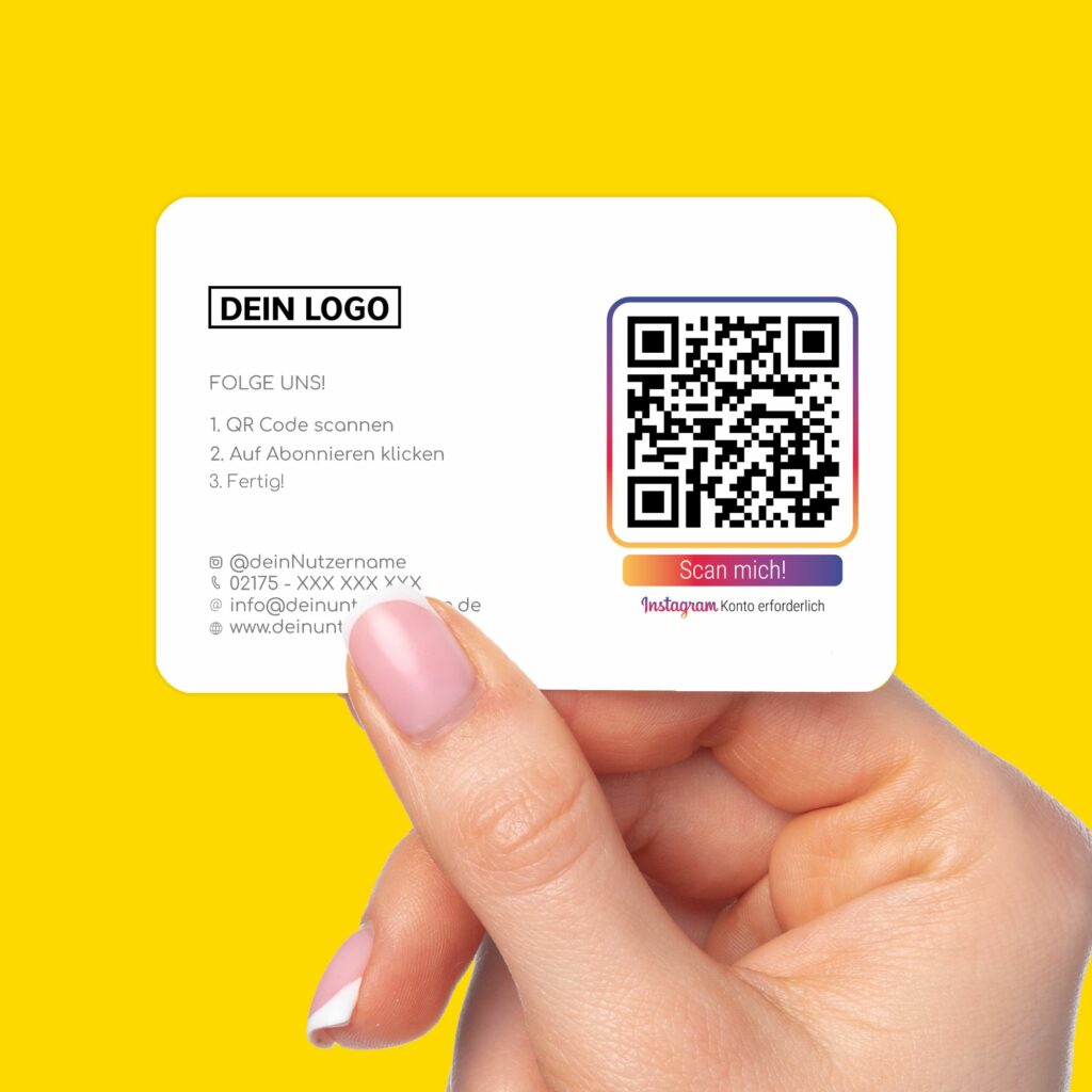 Folge uns auf Instagram Visitenkarte "Icon" mit Instagram QR Code ...