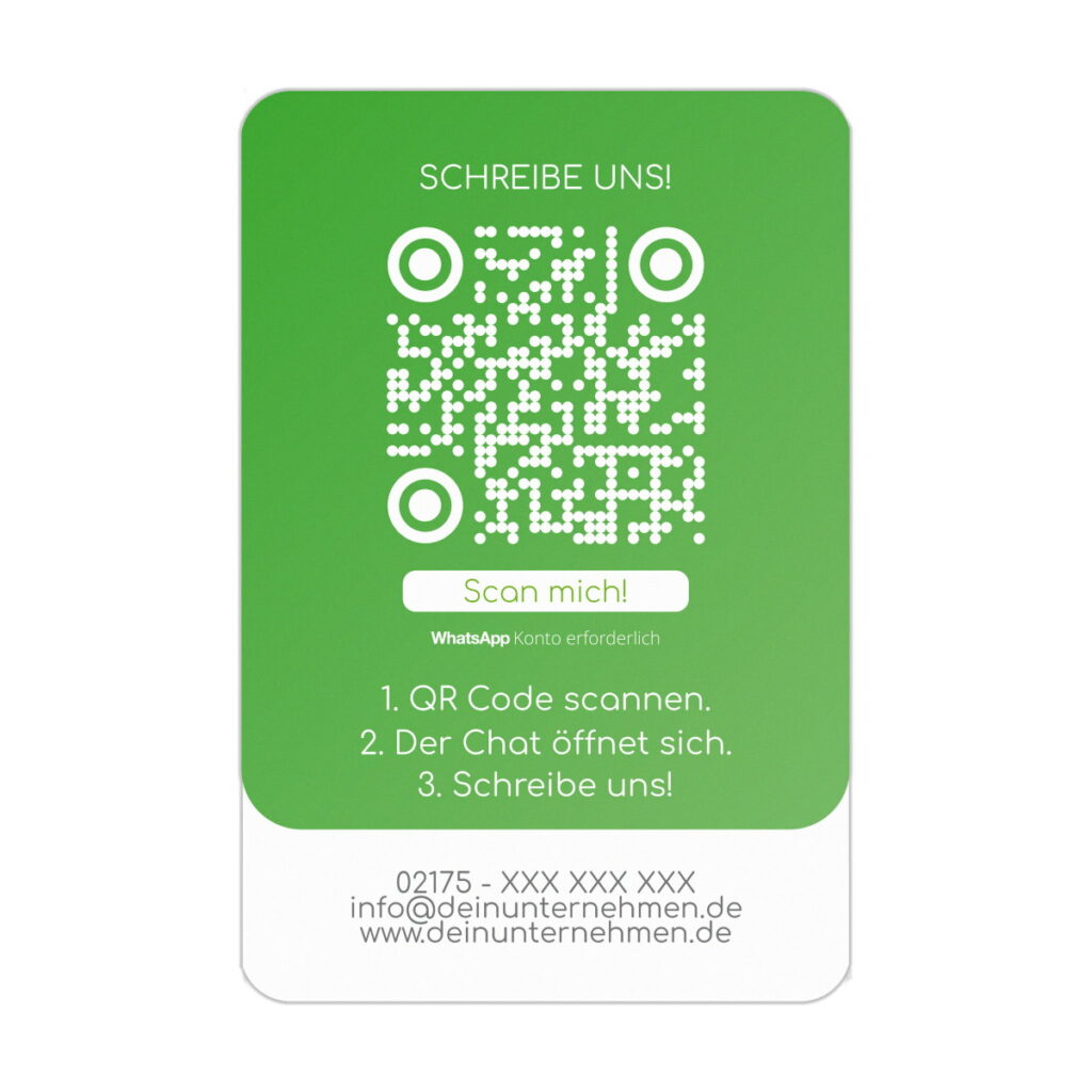 WhatsApp Visitenkarte "Clean" mit Chat QR Code - empfehlio